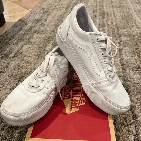 Vans | Shoes | Girls White Platform Vans Sneakers | Poshmark
